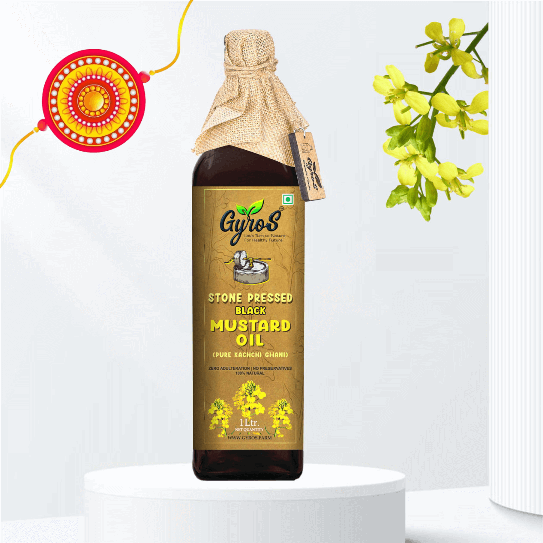 Pure & Natural Stone Cold-Pressed Black Mustard Oil - Gyros Farm